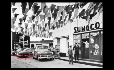 Vintage Sunoco Gas Station PHOTO Service Attendant Car Oil Cans | eBay