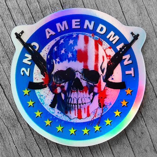 2nd Amendment Skull Gun sticker Rifle hard hat decal American USA ...