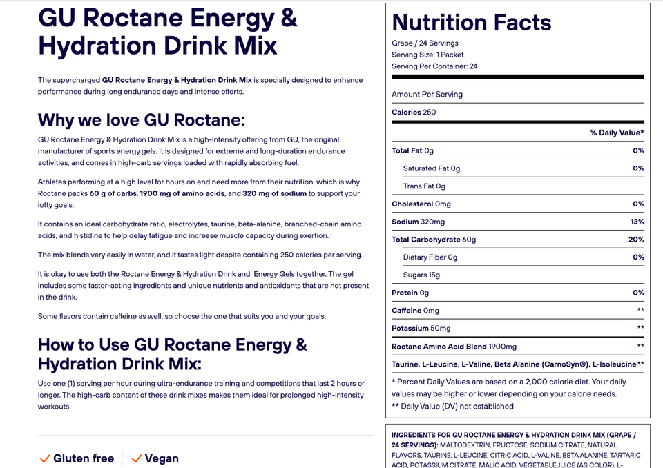 GU Roctane Ultra Endurance Energy Drink Mix - Grape 3.44 lbs *EXP 07/ ...