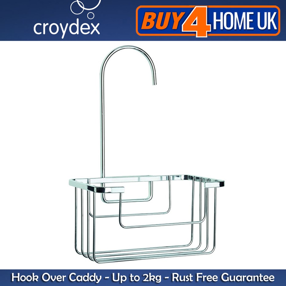 Croydex Hook Over Caddy Basket - Chrome Shower Riser Rail 5 Year Rust ...