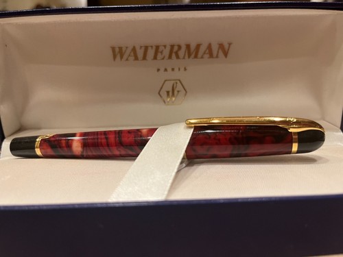 Waterman Phileas Ballpoint Pen Red Marble with Gold Trim | eBay