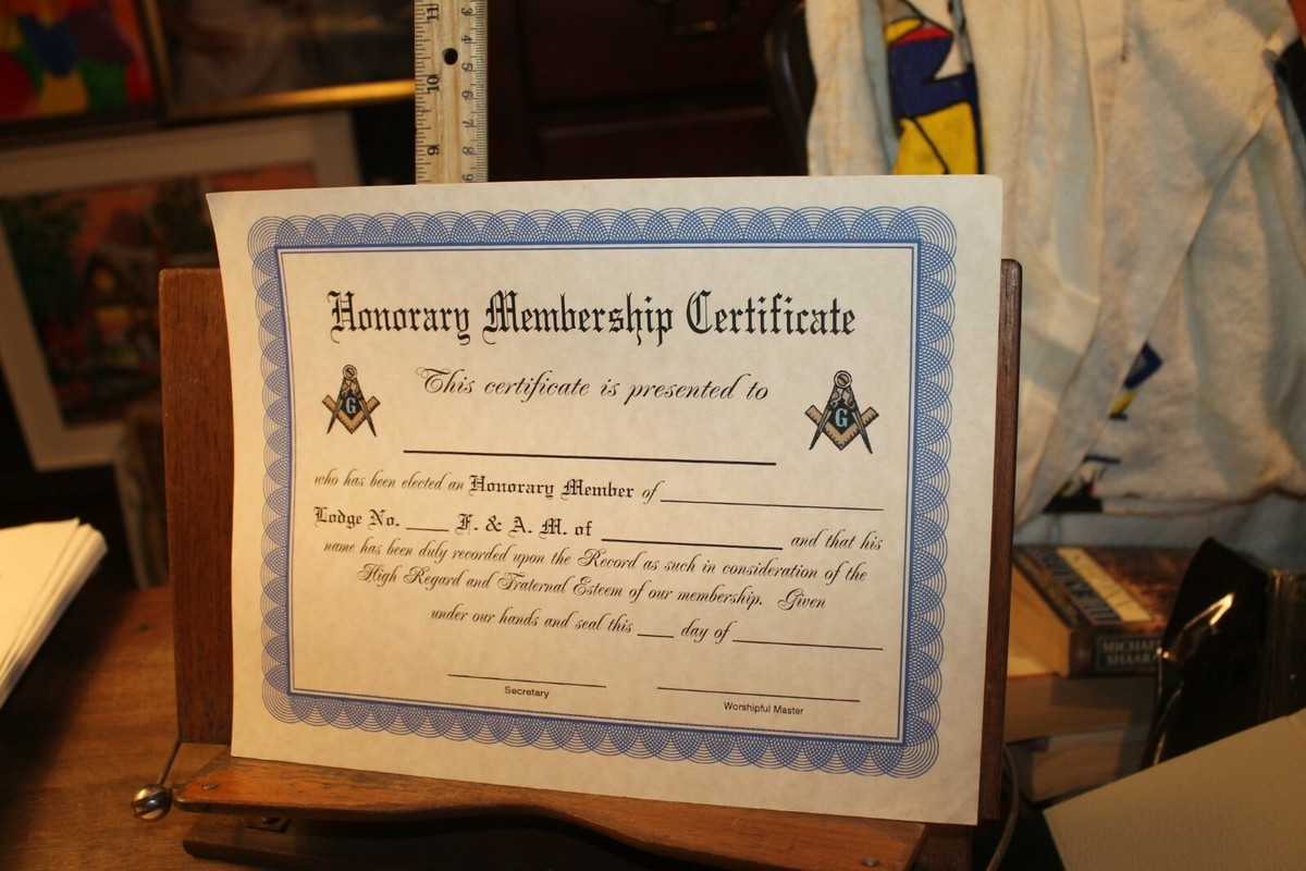 Honorary Membership Certificate 1 Year Honorary Membership Plan