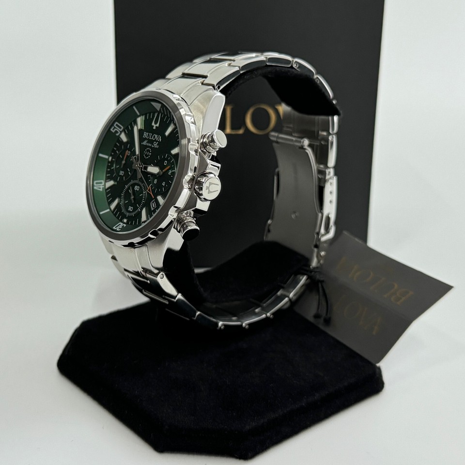 Bulova Classic Green Marine Star Stainless Steel 96B396 Watch (43MM) | eBay