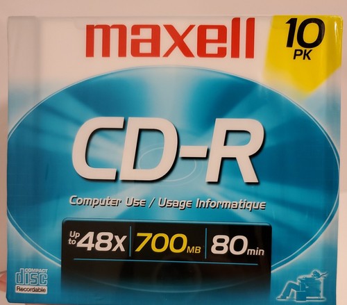 Maxell CD-R 48X 700MB 80 Min Data, Music, Photos, Blank Discs 10 pack ...