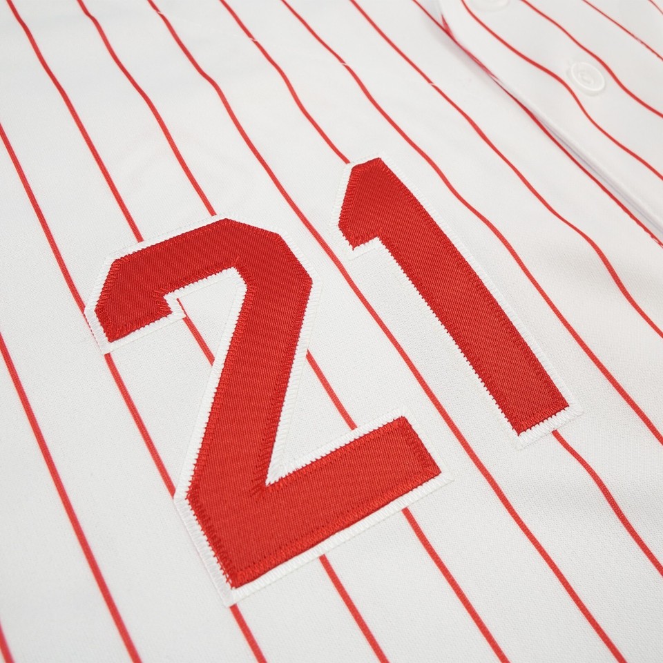 Deion Sanders 1997 Cincinnati Reds Home White Jersey w/ Jackie 50th ...