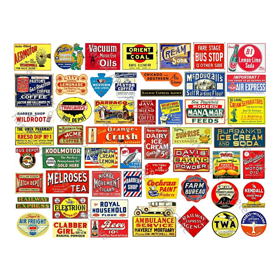 650 Model Railroad Sign Stickers, HUGE SET, 12 Sheets, Miniatures ...