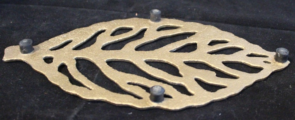 Trivet Leaf Pattern Metal Gold Fall Design 9.75Hx5.25W Perfect for the ...