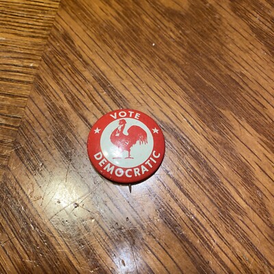Vote Democratic 2 Star Rooster Cox 1960's Political Campaign Pin Back ...