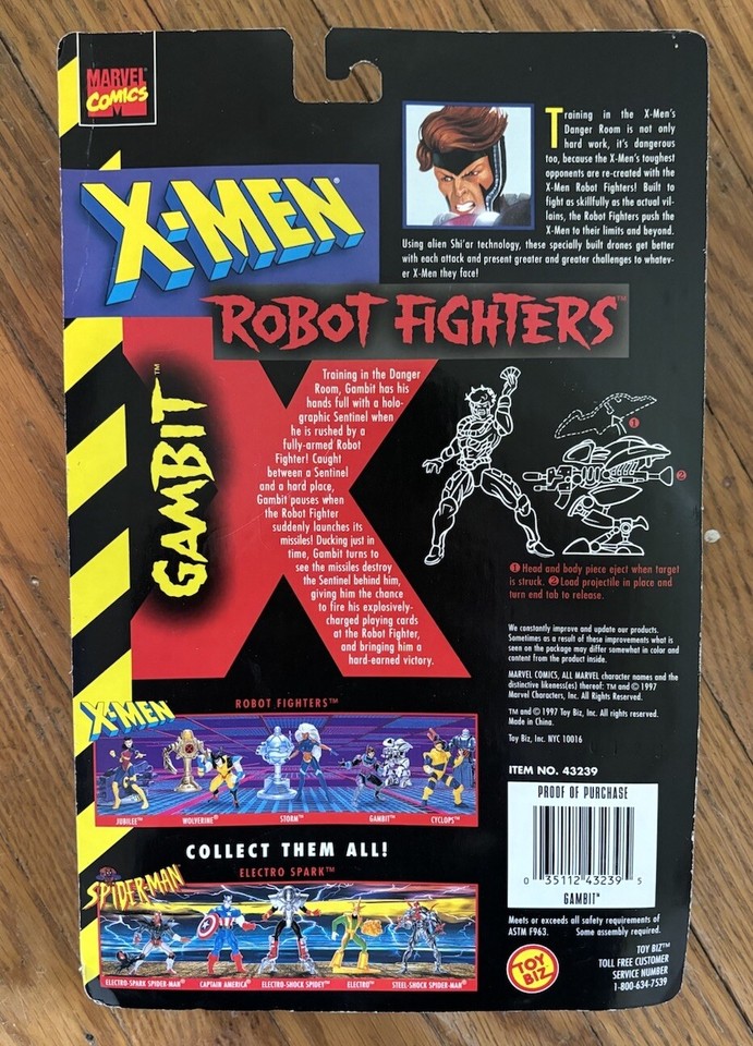 Marvel X-Men Robot Fighters GAMBIT Action Figure Attack Drone 1997 Toy ...