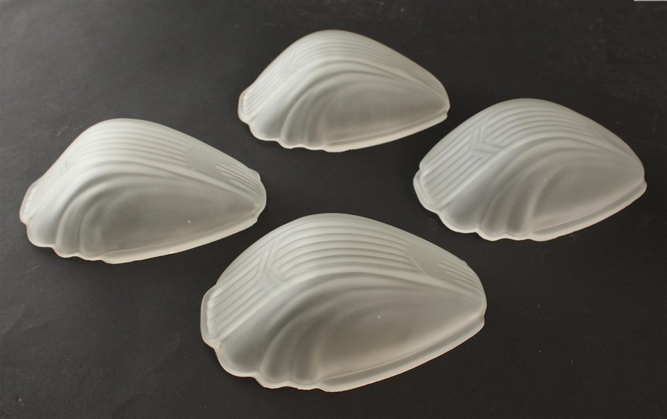 4 Markel Replacement Light Fixture Art Deco Chevron Frosted Glass Slip ...