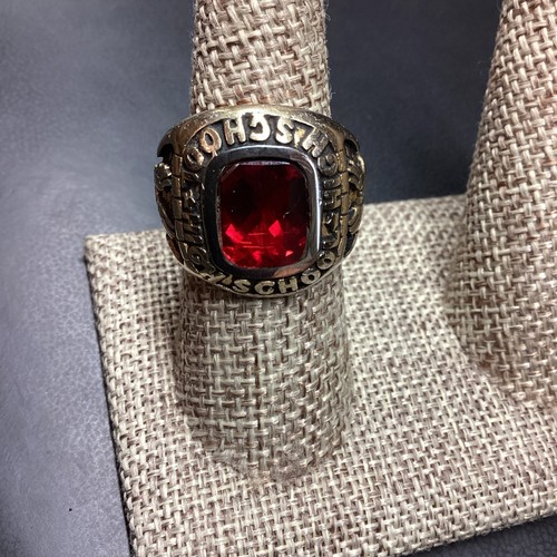 High School Class Ring Red Stone 8 1/4 | eBay