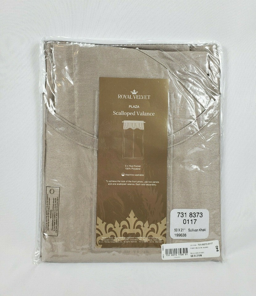 Royal Velvet Sullivan Khaki Plaza Thermal Lined Scalloped Valance, 50 ...