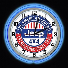 Retro blue neon clock sign Only in a Jeep Willy 4x4 american legend ...