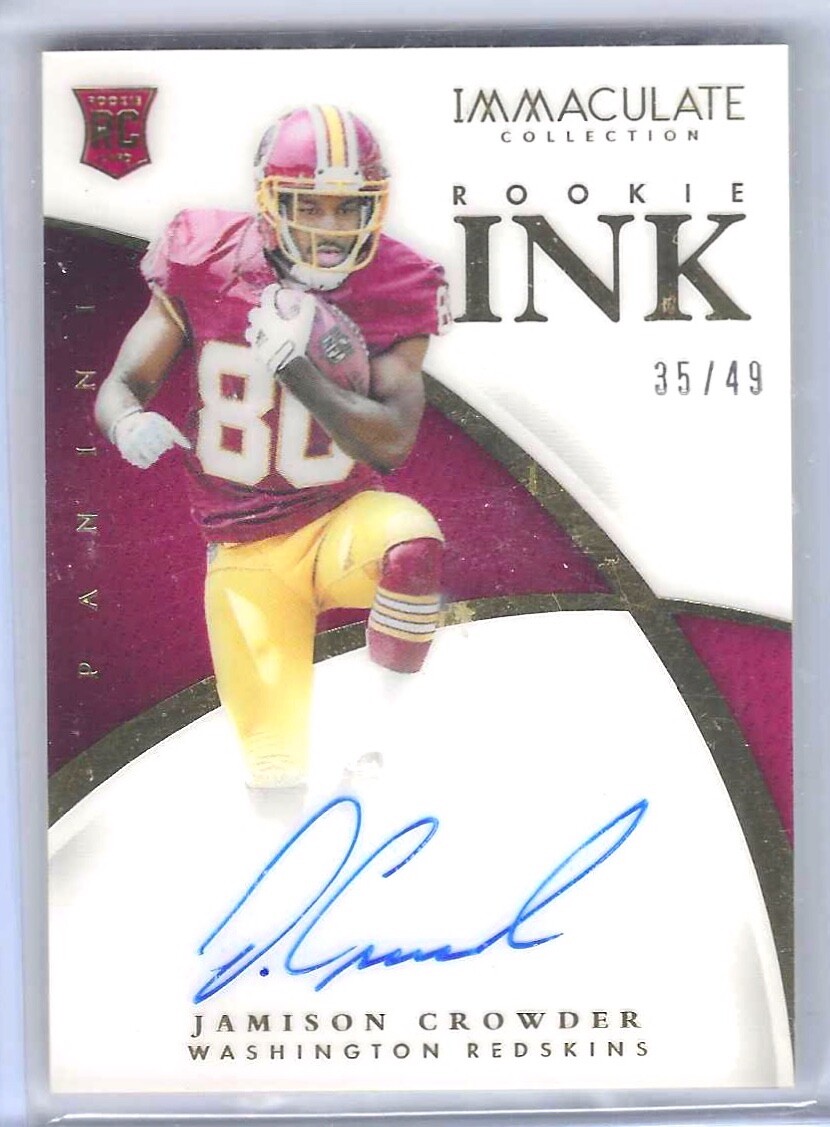 JAMISON CROWDER 2015 PANINI IMMACULATE ROOKIE INK ON CARD AUTO RC #D 35 ...