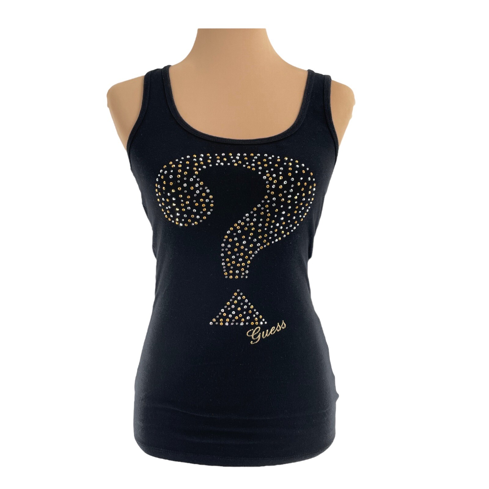 Y2K Guess Question Mark ? Silver Gold Rhinestone Blin… - Gem