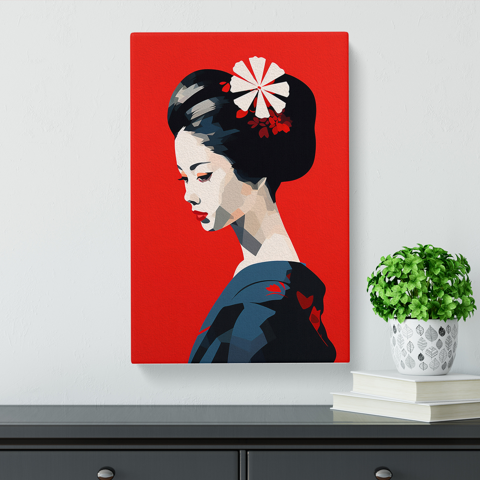 Geisha Minimalism Canvas Print Wall Art Framed Decor Painting Picture ...
