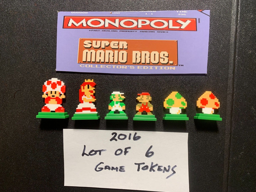 Monopoly SUPER MARIO BROS TOKENS Lot of 6 Game Replacements 2016 FREE ...