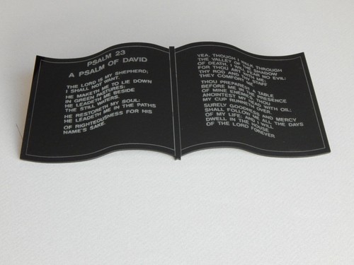 Bible shaped black acrylic plaque laser cut and engraved with Psalm 23 ...