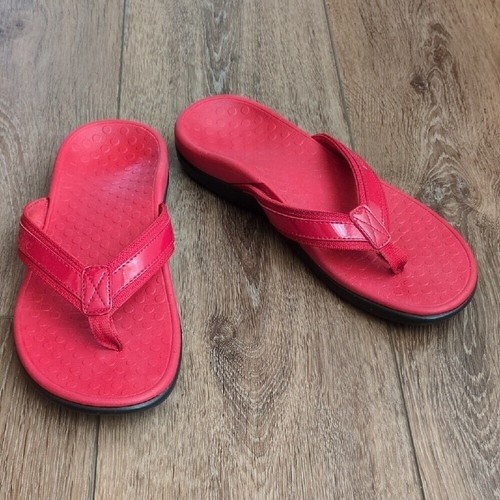 Vionic High Tide Flip Flop Sandals - Red Patent Leather Orthotic - Slip ...