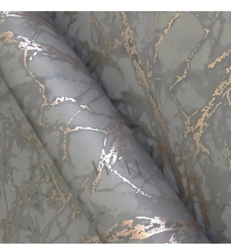 METALLIC MARBLE WALLPAPER CHARCOAL GREY / COPPER - FINE DECOR FD42267 ...