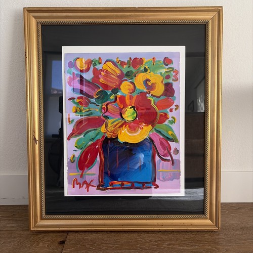 PETER MAX Abstract Vase of Flowers. Original Painting and Signed by the ...