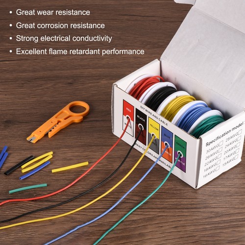20 Gauge Silicone Wire Kit 20AWG 24.6ft 5/64" OD Black Red Yellow Brown Grey | eBay