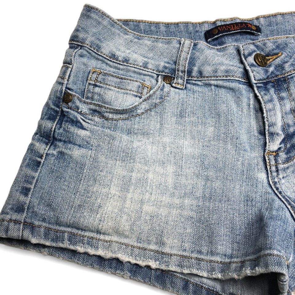 Vanilla Star Denim Shorts Women’s Size 7 Light Wash Y2K Embroidered ...