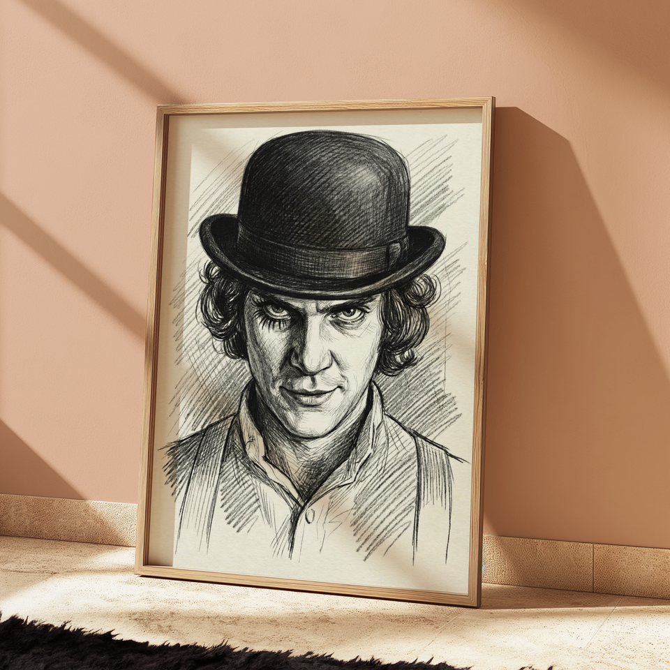 CLOCKWORK ORANGE DRAWING PRINT PORTRAIT SKETCH 8" x 10" PRINT WALL ART ...