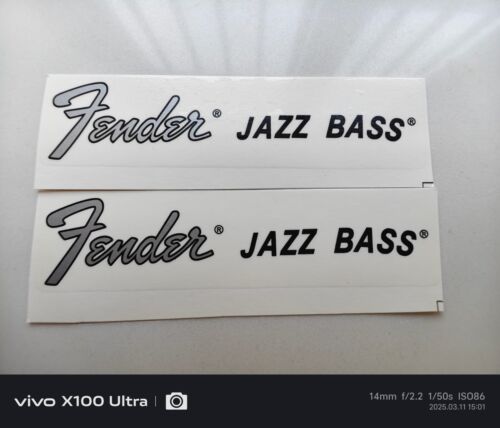2Pcs Fender JAZZ BASS Guitar Silver Waterslide Transfer Headstock ...