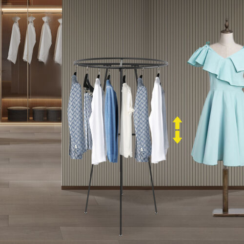 Chrome 36" Round Clothing Rack Hight 48 - 72" H Leveler Glides Garment ...
