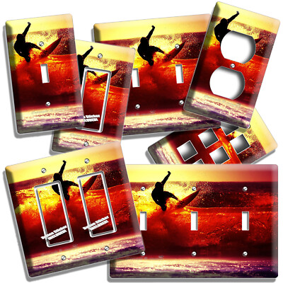 SUNSET SURFER EXTREME SURFING SPORT LIGHT SWITCH WALL PLATE OUTLET ROOM ...