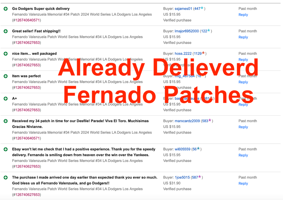 Fernando Valenzuela Patch World Series Memorial #34 LA Dodgers Los ...