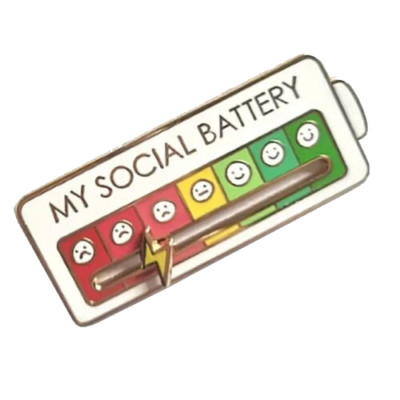 White "My Social Battery" Creative Brooch - Battery & Mood Indicator ...