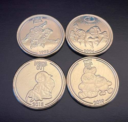 Set of 4 Disneyland PIXAR FEST Coins Medallions Incredibles, Toy Story ...