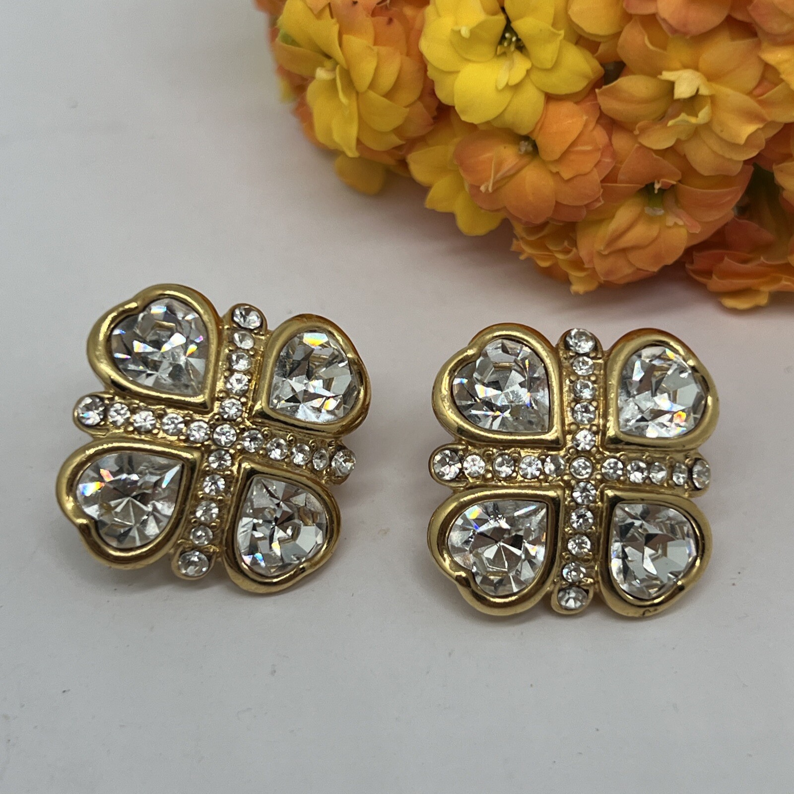 Signed MONET Heart Shaped Sparkling Rhinestone Gold T… - Gem