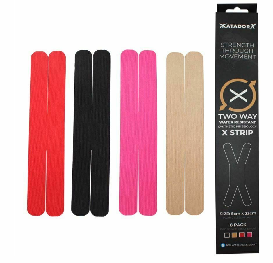 8 x Branded Quality X-Shape Kinesiology Tape Strips - K-Tape - Muscle ...