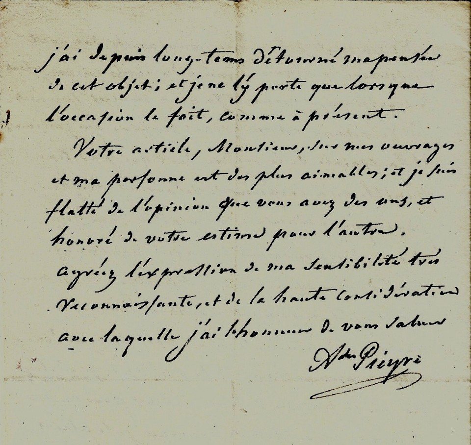 Around 1830 Letter from A.PIEYRI to CHEVALIER about DELAUNNAY printer ...