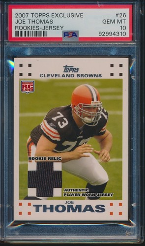 (POP 1) 2007 Topps Exclusive GEM MINT JOE THOMAS #26 Rookies Jersey PSA ...