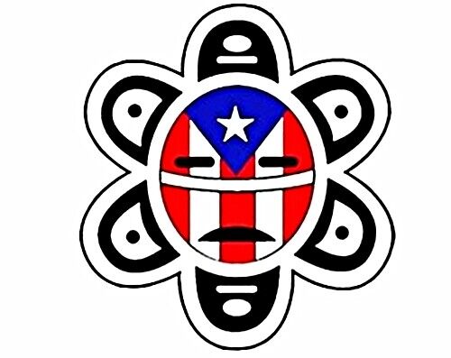 Taino White Sun with Puerto Rican Flag, Vinyl Waterproof Sticker, 4 ...