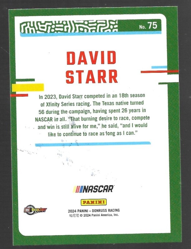 2024 DONRUSS OPTIC DAVID STARR signed #75 Auto NASCAR card | eBay