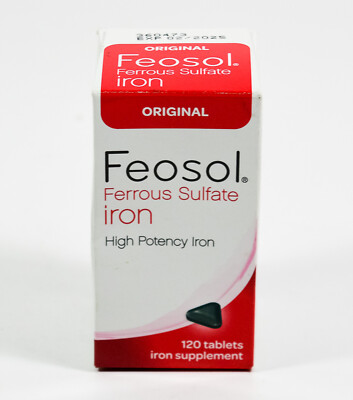 07/2025 Feosol ORIGINAL Ferrous Sulfate 65mg High Potency IRON 120 ...