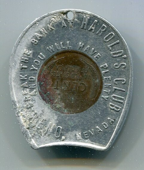1946 ENCASED CENT Lincoln Penny GOOD LUCK Token - Harold's Club Reno ...