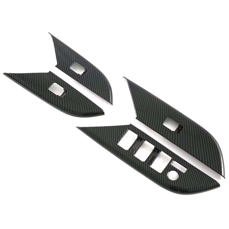 LHD ABS Carbon Fiber Door Armrest Window Lift Trim For Toyota Hilux ...