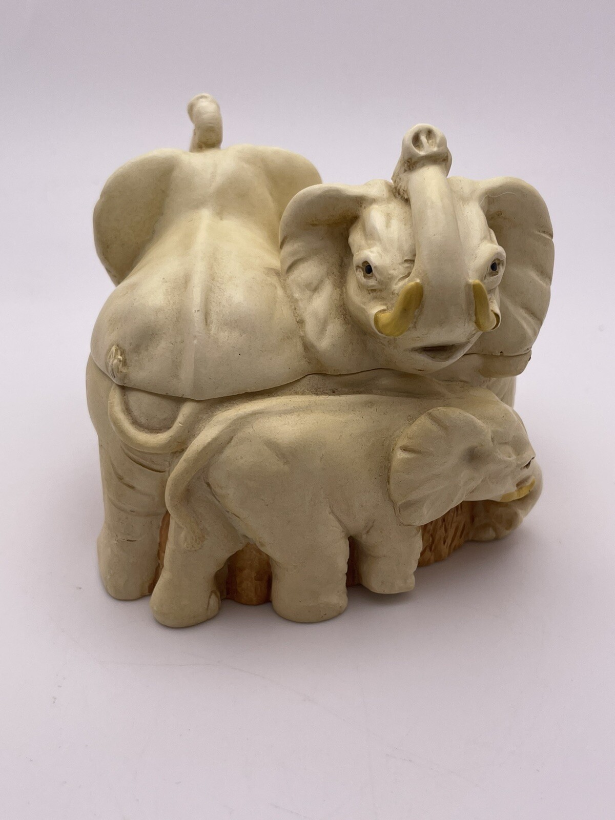 Vintage Elephant Trinket - Jewelry Box Resin Blend CCI 1999 w/ 4 tiny ...