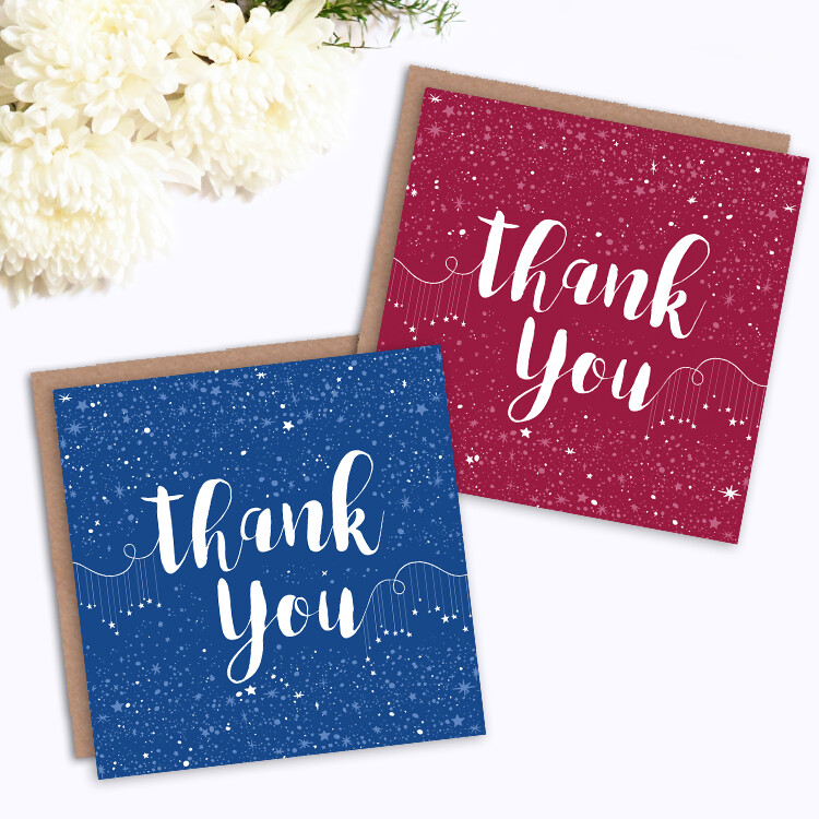 Thank You Cards x6 Dark Pretty Stars Multicoloured (6 Designs ...