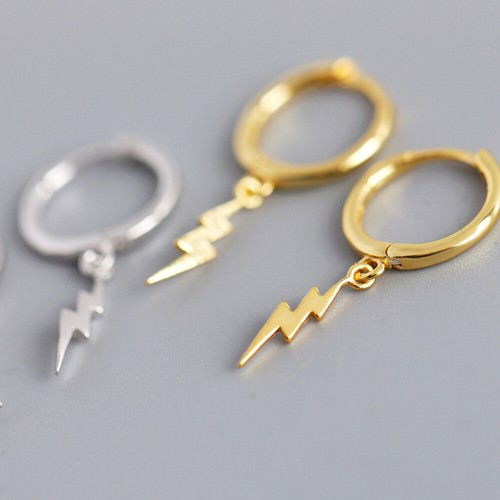 925 Sterling Silver Lightning Dangle Drop Huggie Hoop Earrings | eBay