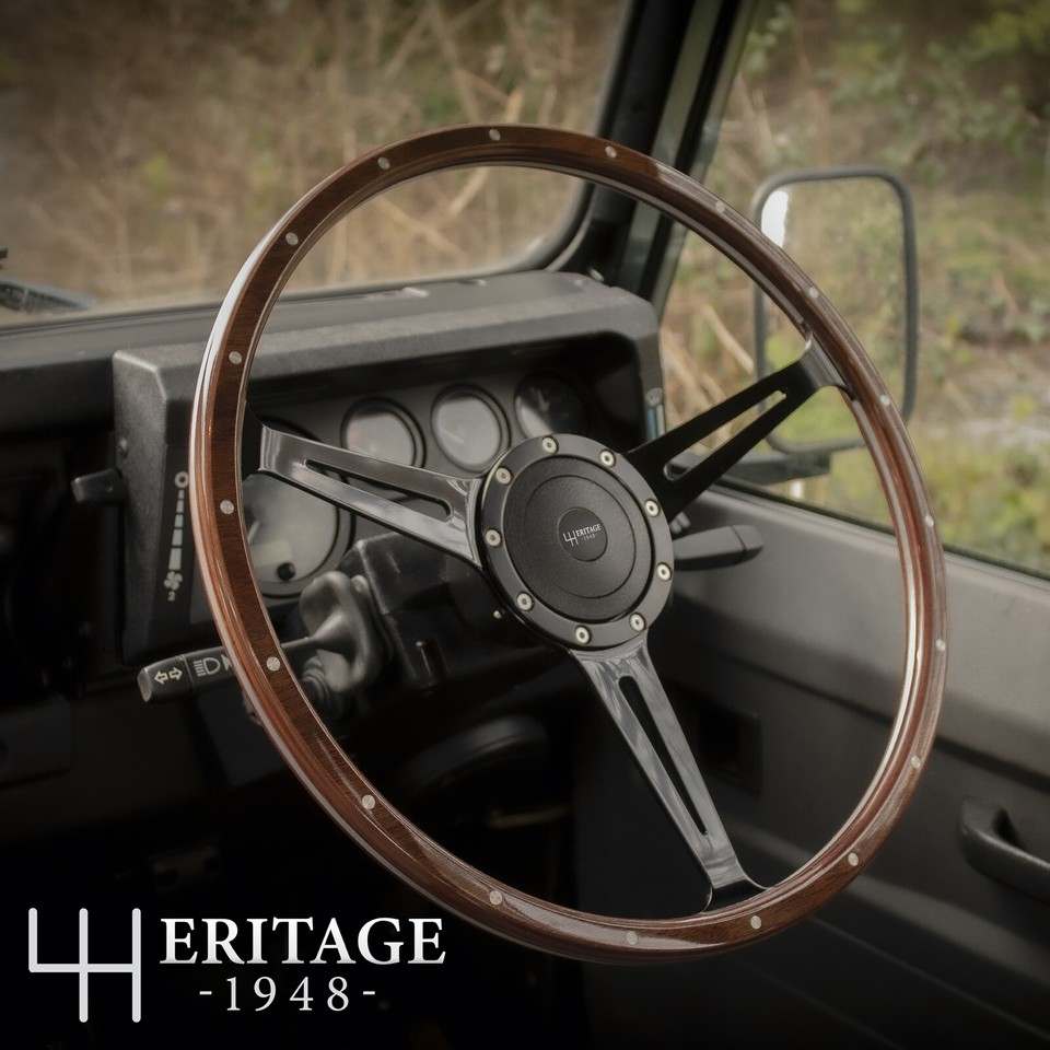 Land Rover Series 2a & 3 17" Beech Wood Rim Steering Wheel + 48 Spline ...