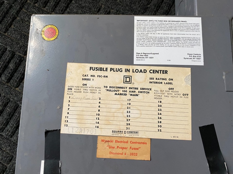 Square D Buss Fuse Load Center 100A WITH FSP-120M Fuse Panel (Q-122) | eBay
