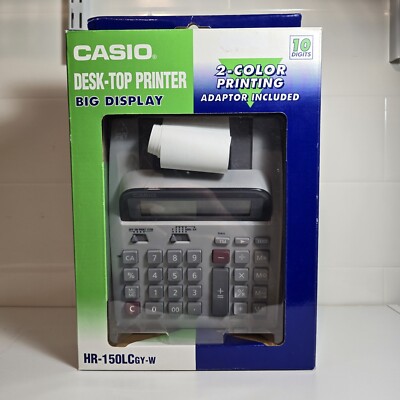 Casio HR-150LC GY-W Desk Top Printer 10 Digit Calculator New Old Stock ...