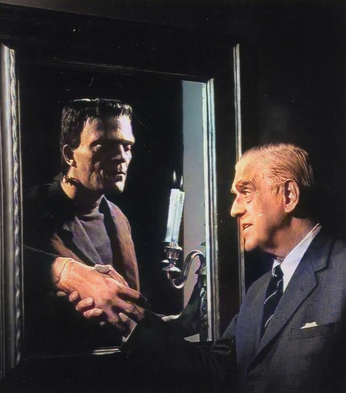 RARE STILL BORIS KARLOFF MEETS AS FRANKENSTEIN OFF CAMERA IN COLOR | eBay